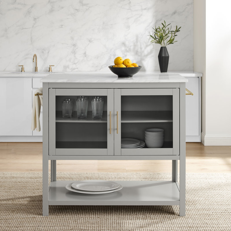 Lark Manor Alexander-Jay Marble Kitchen Island & Reviews | Wayfair