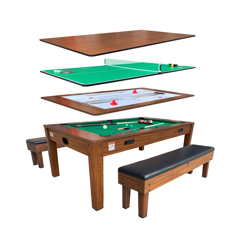 RACK Pool Tables Rack Luxor 7.5-Foot 4-In-1 Multi-Game Swivel Billiard ...