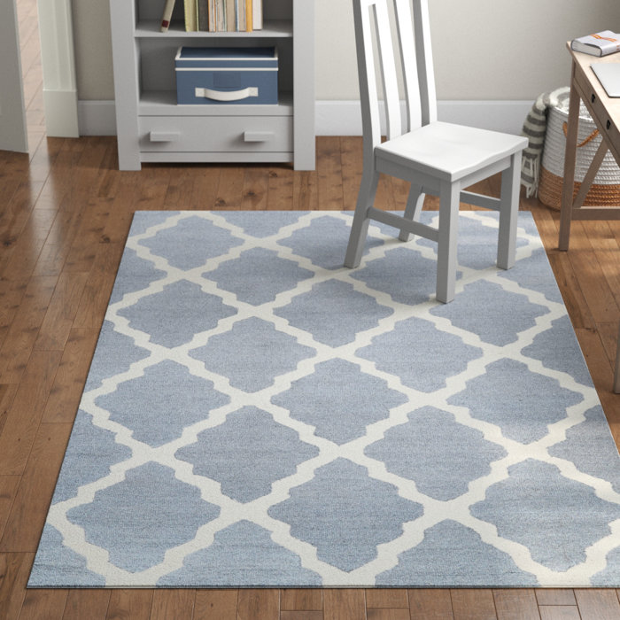 Winston Porter Zaphod Geometric Handmade Hand-Tufted Wool Spa Blue ...