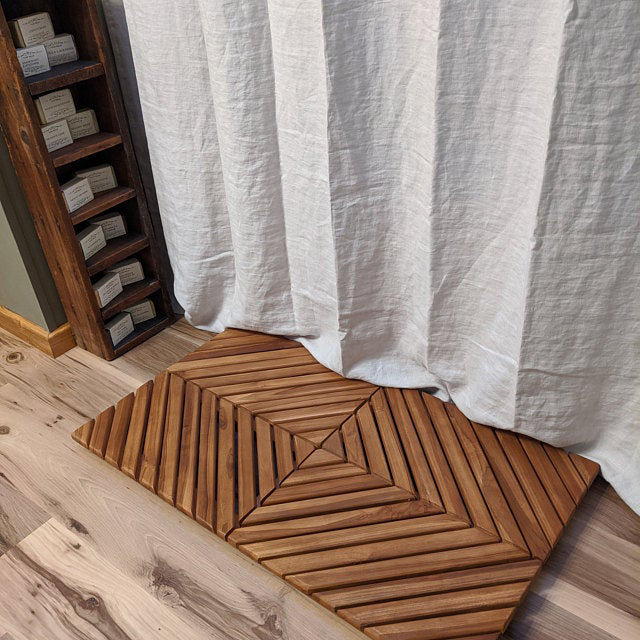 Latitude Run® Teak & Wood Shower Mat with Non-Slip Backing & Reviews ...