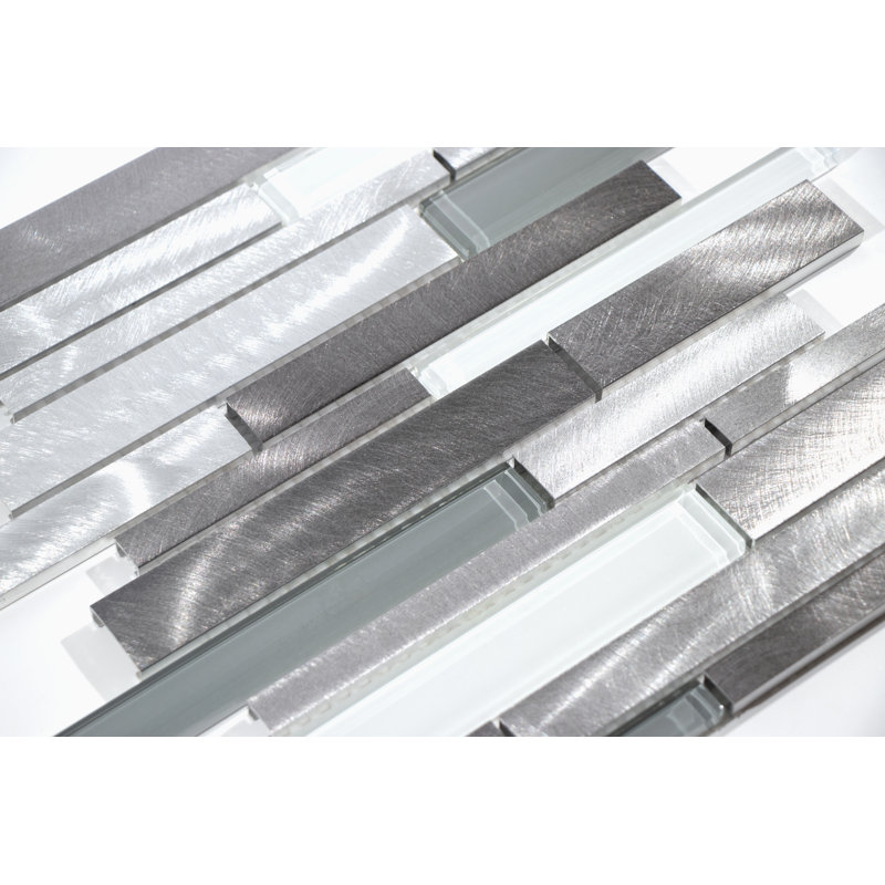 WS Tiles Twilight Random Sized Straight Edge Metal and Glass Mosaic ...