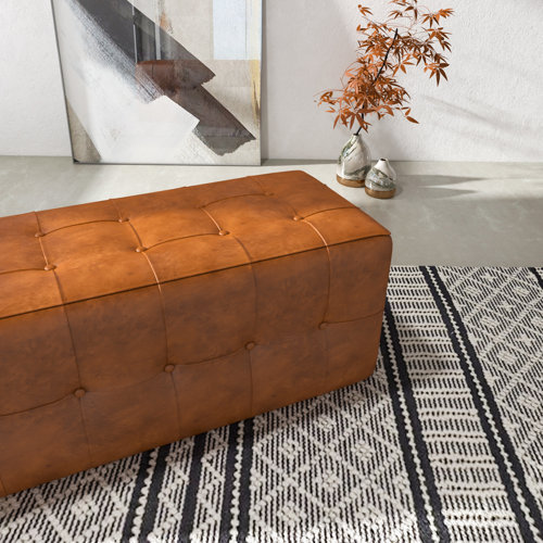 Trent Austin Design® Hartlepool 47.5" Wide Genuine Leather Tufted ...