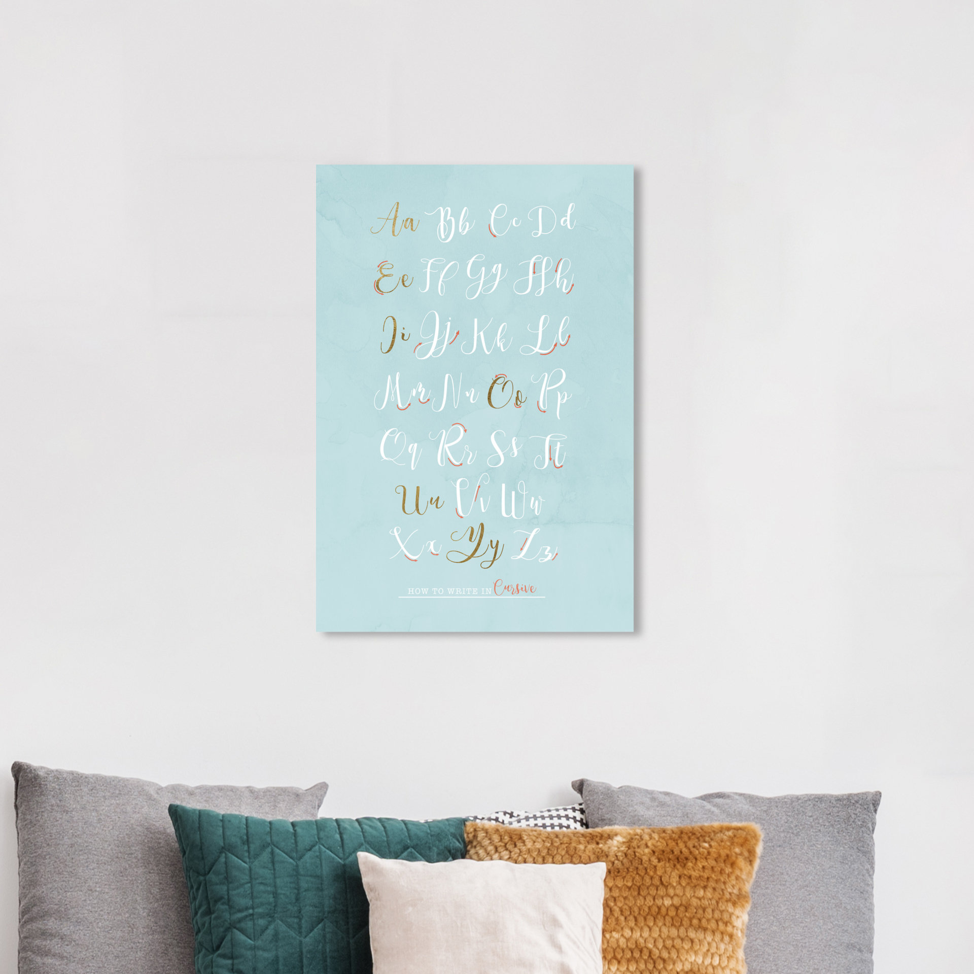 Trinx Letters And Calligraphy Cursive Alphabet On Canvas Textual Art ...