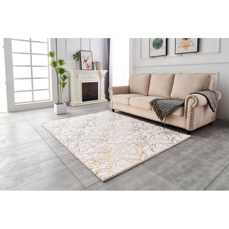 Mercer41 Boghos Hand Tufted White/Gold Rug | Wayfair