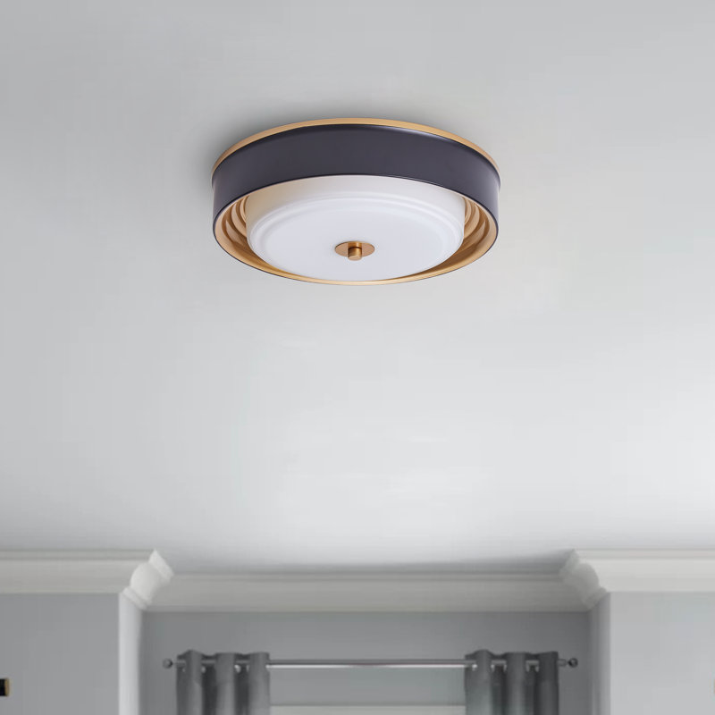 Mercer41 Daquavius Modern Flush Mount Ceiling Light Black and Gold ...