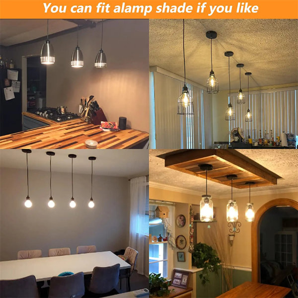 17 Stories Industrial Mini Pendant Light Kit E26 E27 Base Edison ...
