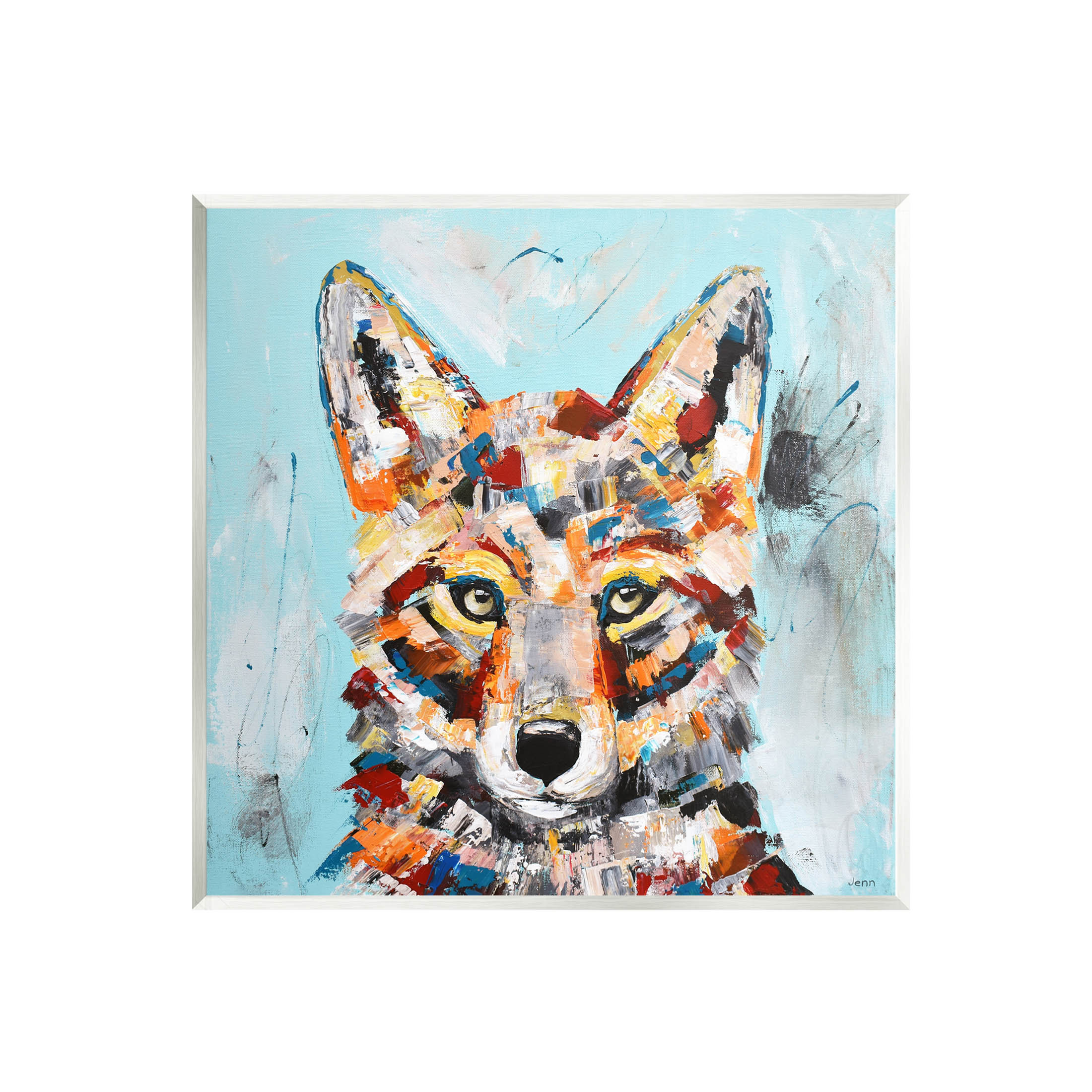 Stupell Industries Urban Fox Brushed Splatter by - Painting on Wood ...