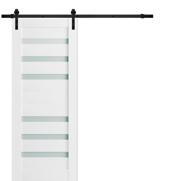 SARTODOORS Paneled Wood and Glass Quadro Barn Door | Wayfair