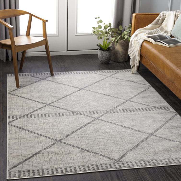 Foundry Select Tews Flatweave Light Gray/Cream Rug & Reviews | Wayfair