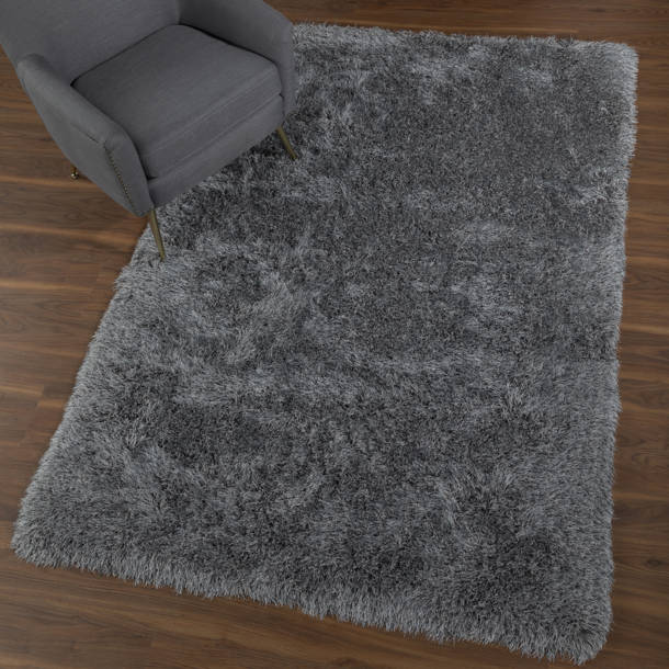 House of Hampton® Petrey Handmade Performance Black/Silver/Gray Rug ...