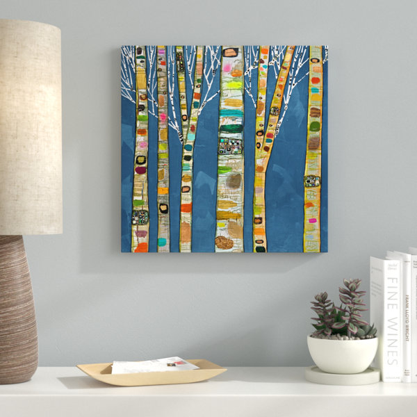 Ebern Designs Birch Trees On Cobalt by Eli Halpin - Print on Canvas ...