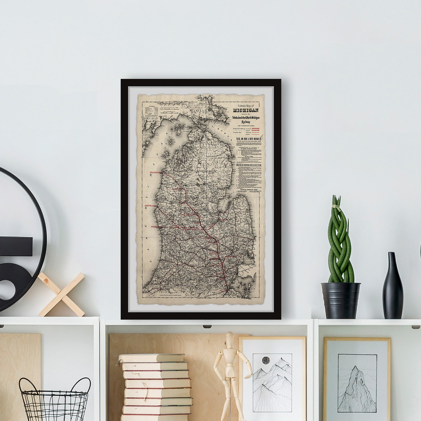 Trinx Vintage Michigan Map by - Picture Frame Graphic Art | Wayfair