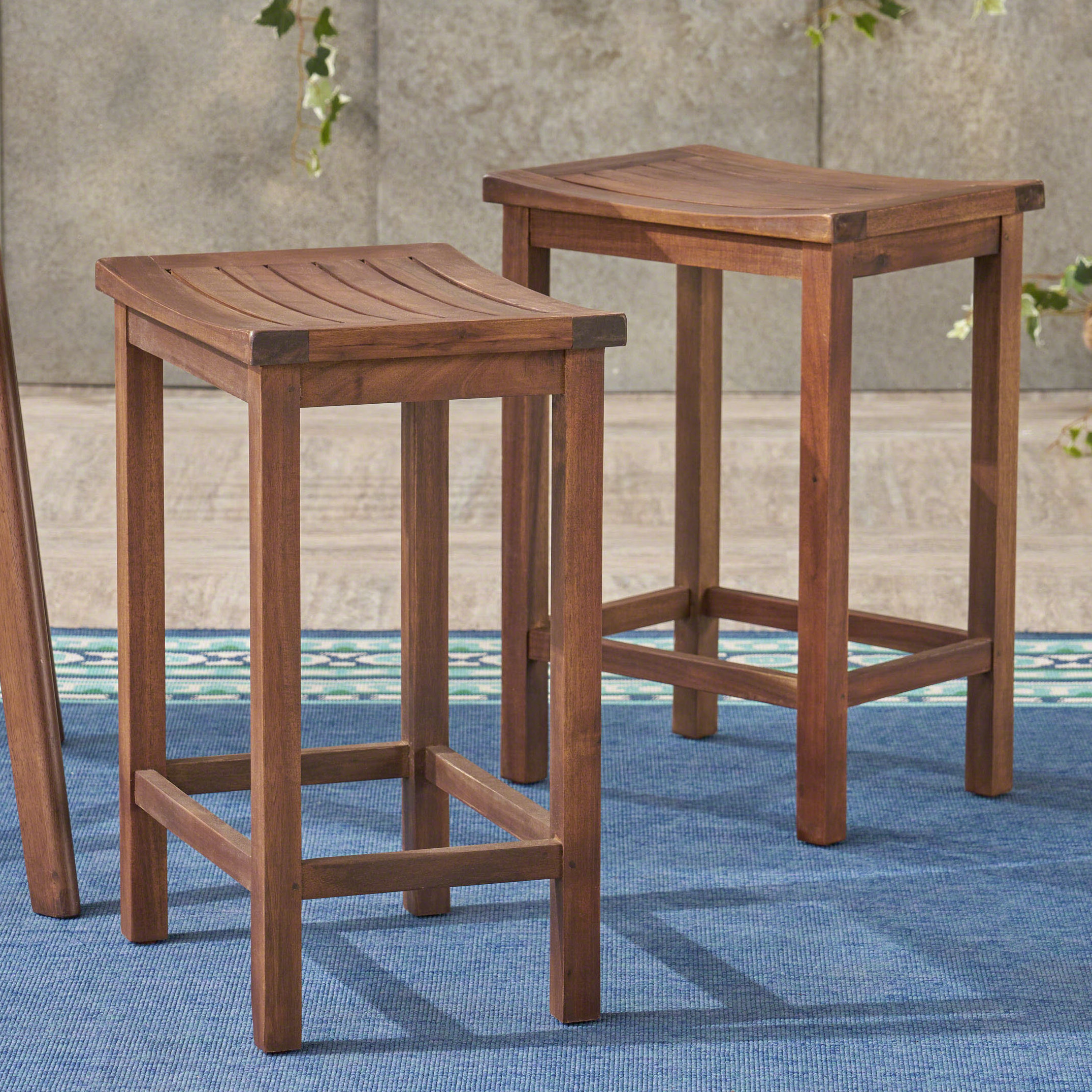 Winston Porter Wakely Acacia Wood 24" Patio Bar Stool & Reviews | Wayfair