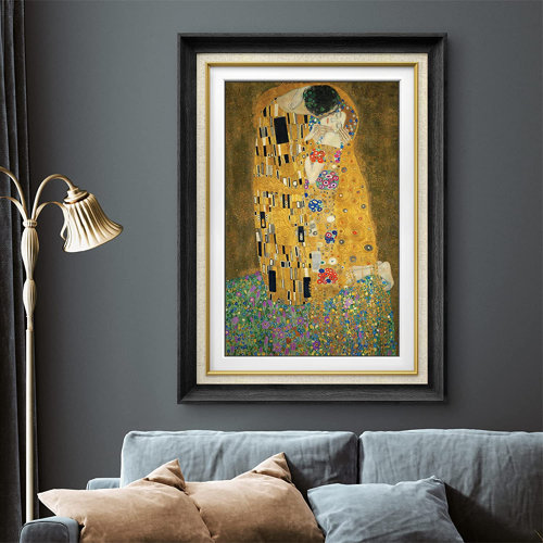 SIGNLEADER The Kiss Framed On Canvas by Gustav Klimt Painting | Wayfair