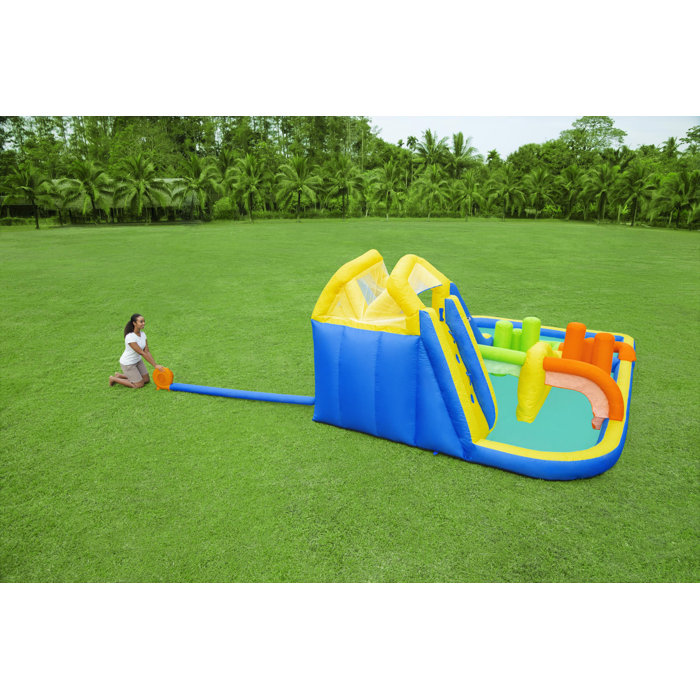 Bestway H2OGO AquaRace Inflatable Outdoor Water Slide Park with Air ...