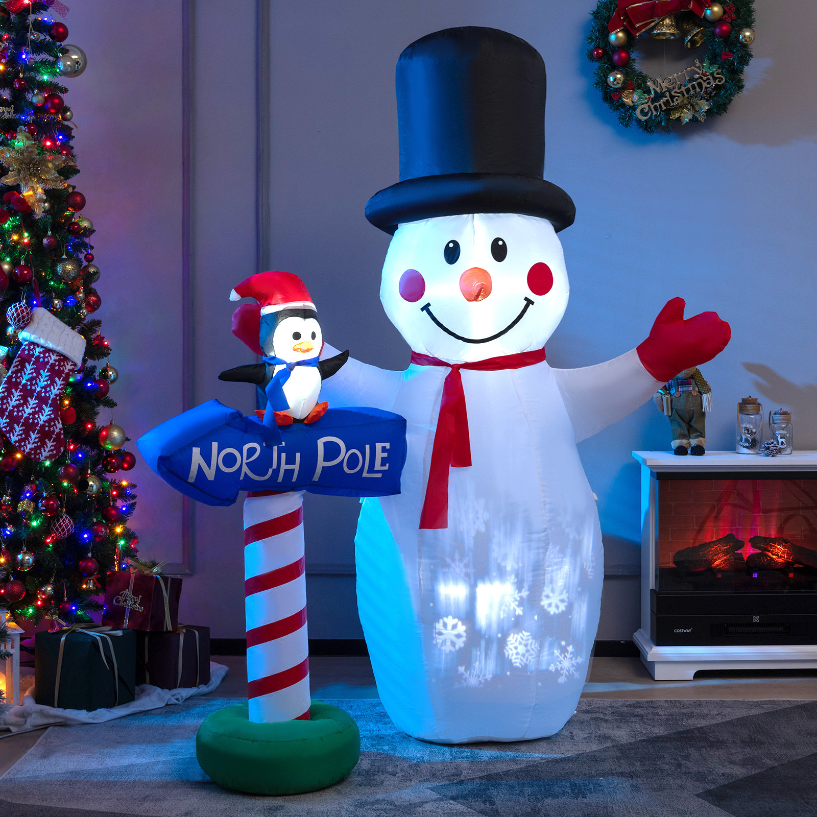 The Holiday Aisle® 5 Piece Snowman with Penguin on North Pole ...