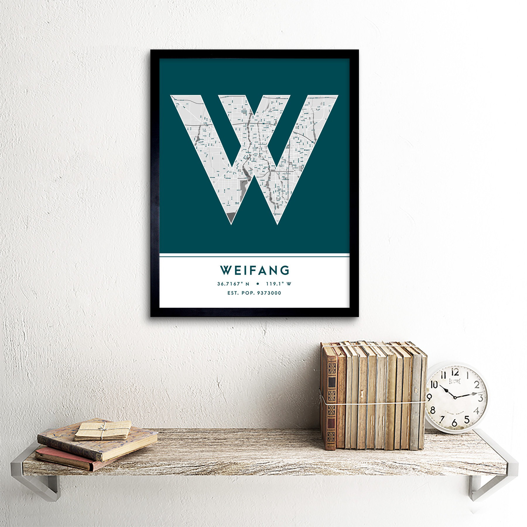 Wee Blue Coo Weifang City Map Weifang China City Map Teal - on ...