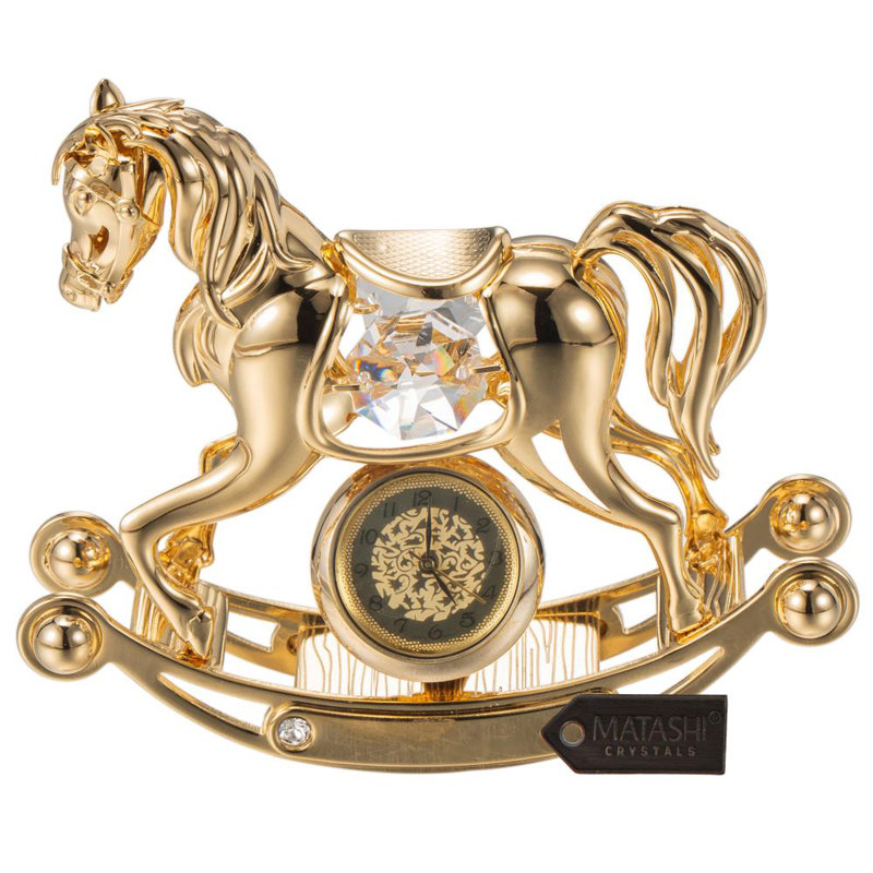MatashiCrystal Crystal Studded Rocking Horse Desk Clock Figurine ...