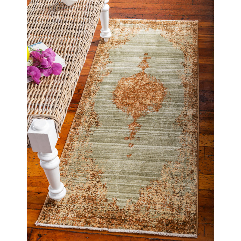 Charlton Home® Cevenola Performance Light Green/Brown Rug & Reviews ...