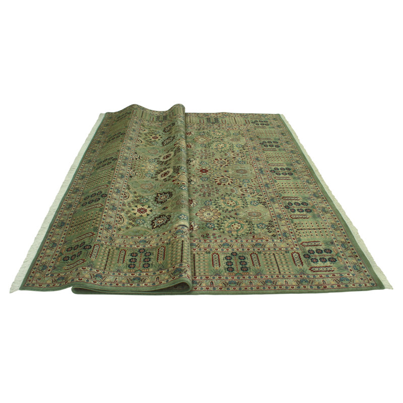 Noori Rug Wali Handmade Hand-Knotted Wool Green Rug | Wayfair