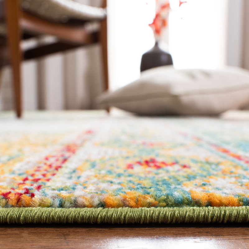 Bungalow Rose Kaka Performance Green/Orange Rug & Reviews | Wayfair