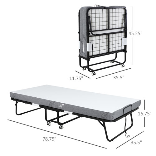 The Twillery Co.® Hubbard Twin 16.75'' Folding Bed with Mattress ...