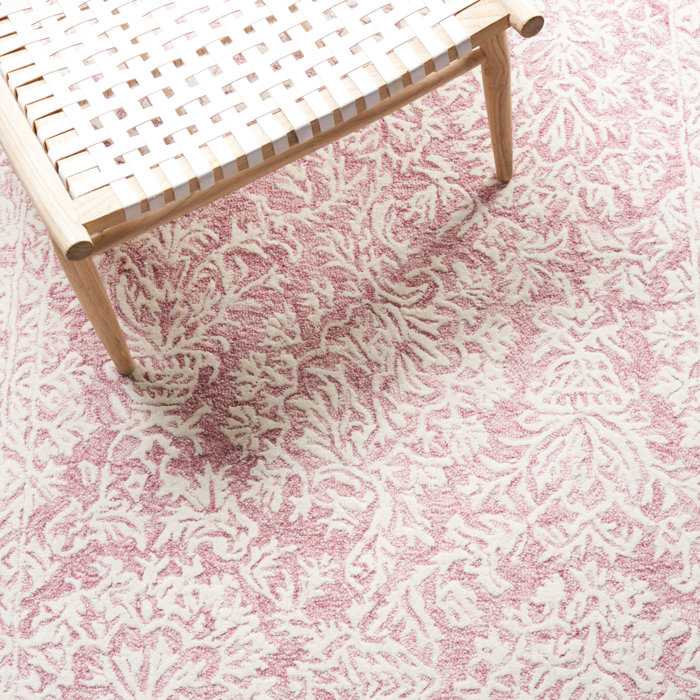 Birch Lane™ Teasdale Handmade Hand Tufted Wool Pink/Ivory Rug & Reviews ...