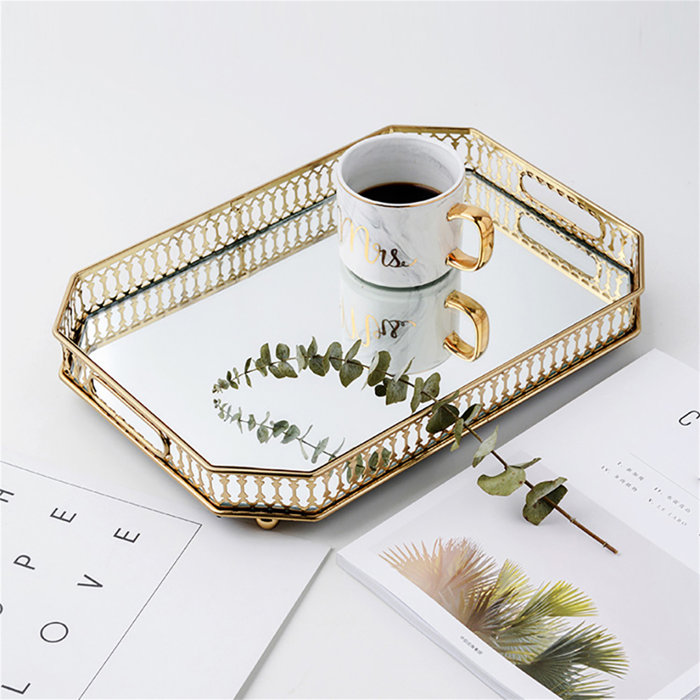 Everly Quinn Vintage Metal Octagon Mirror Surface Tray (Rectangle ...