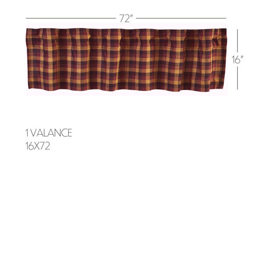 Loon Peak® Drancy Plaid Cotton Tailored Window Valance in Burgundy ...