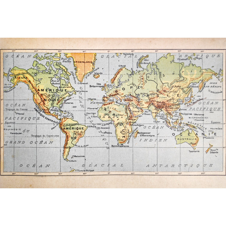 Breakwater Bay 19Th Century World Map by - Wrapped Canvas Graphic Art ...