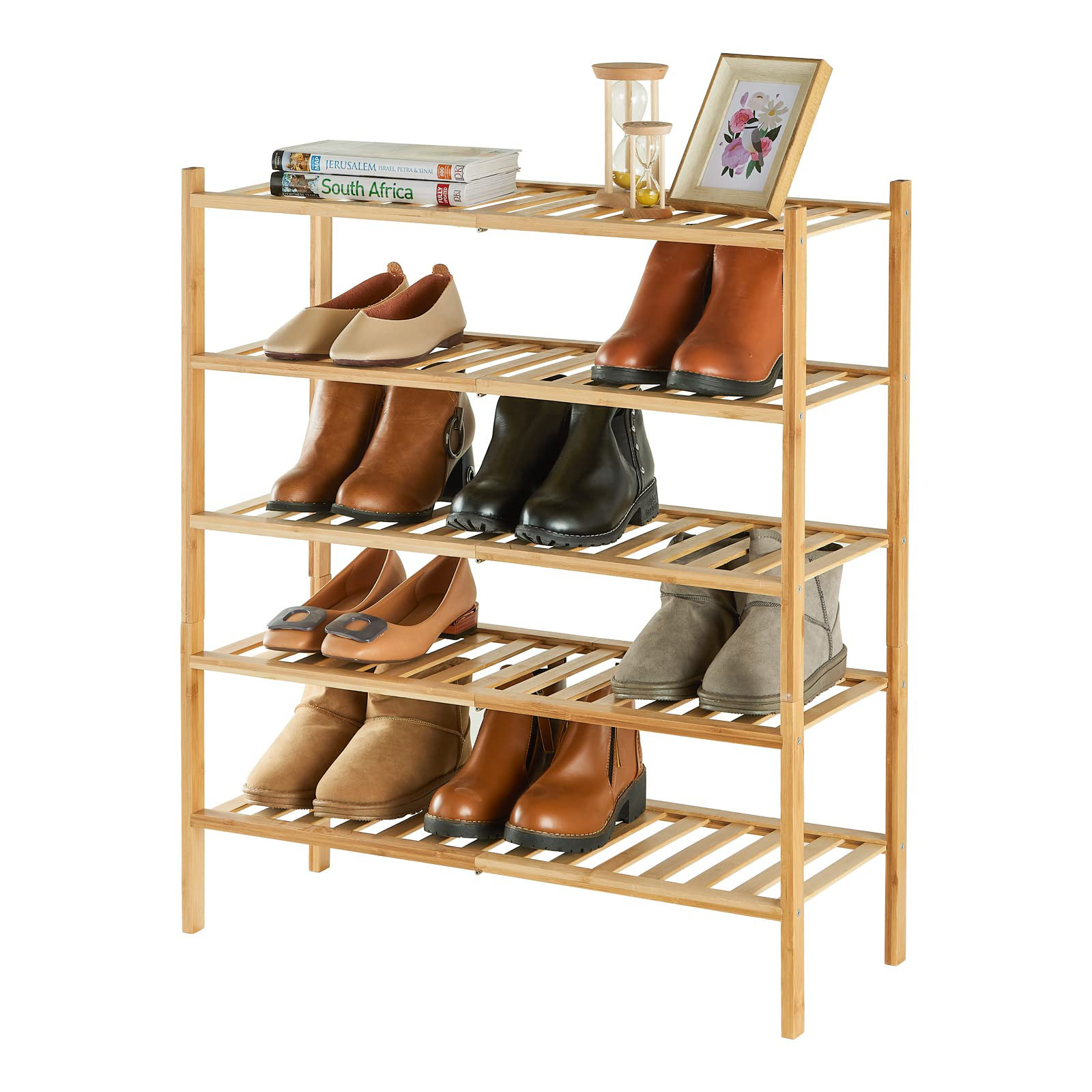 Wildon Home® 15 Pairs Brown Bamboo Shoe Rack | Wayfair