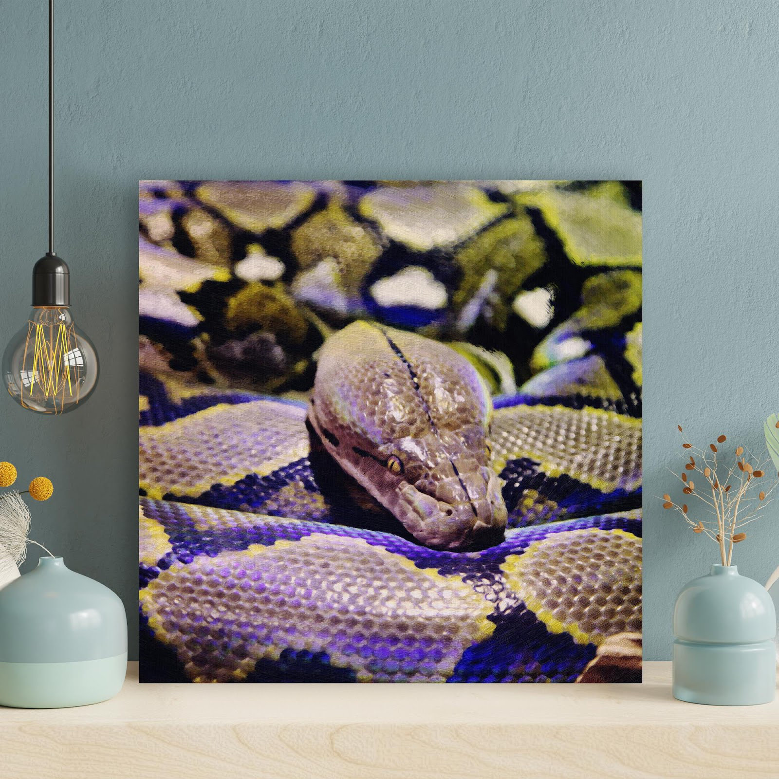 Latitude Run® Gray And Black Python - Wrapped Canvas Painting | Wayfair