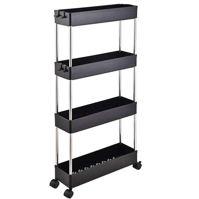 ARC 4-Tier Slim Storage Cart Mobile Shelving Unit Rolling Cart with ...