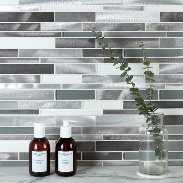 WS Tiles Twilight Random Sized Straight Edge Metal and Glass Mosaic ...