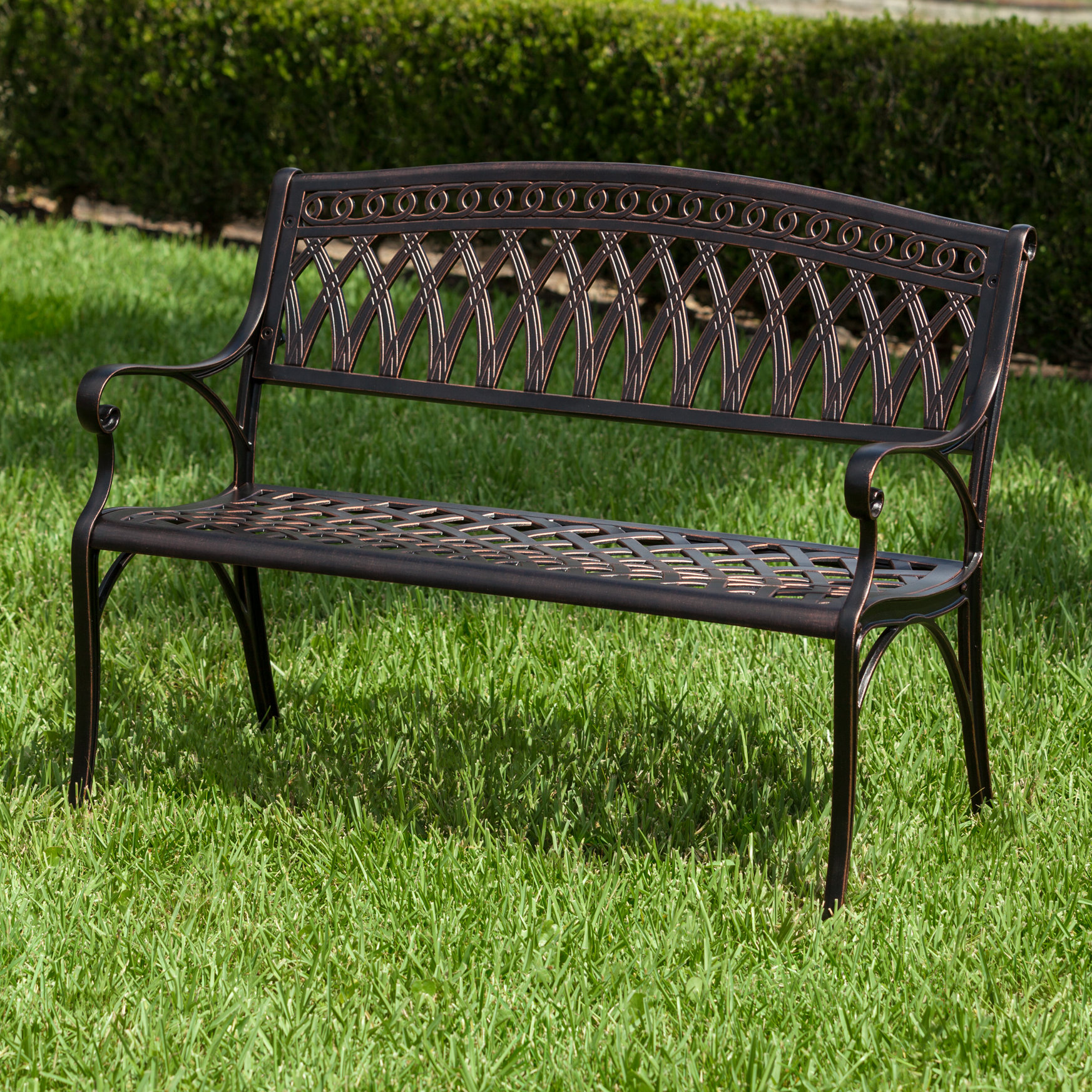 PatioSense Simone Cast Aluminum Garden Bench & Reviews | Wayfair
