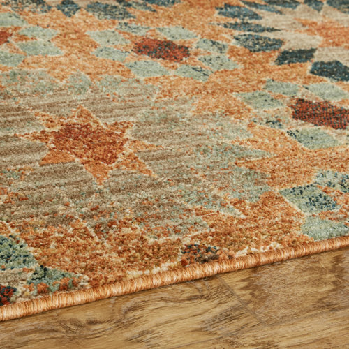 Patina Vie Studio Performance Orange/Turquoise Blue Rug & Reviews | Wayfair