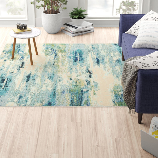 17 Stories Keimar Abstract Area Rug in Light Blue & Reviews | Wayfair