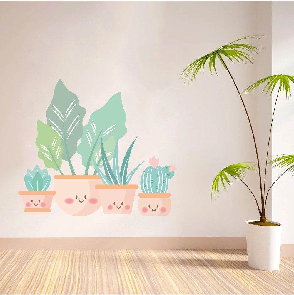 Winston Porter Smiley Vases Wall Decal | Wayfair