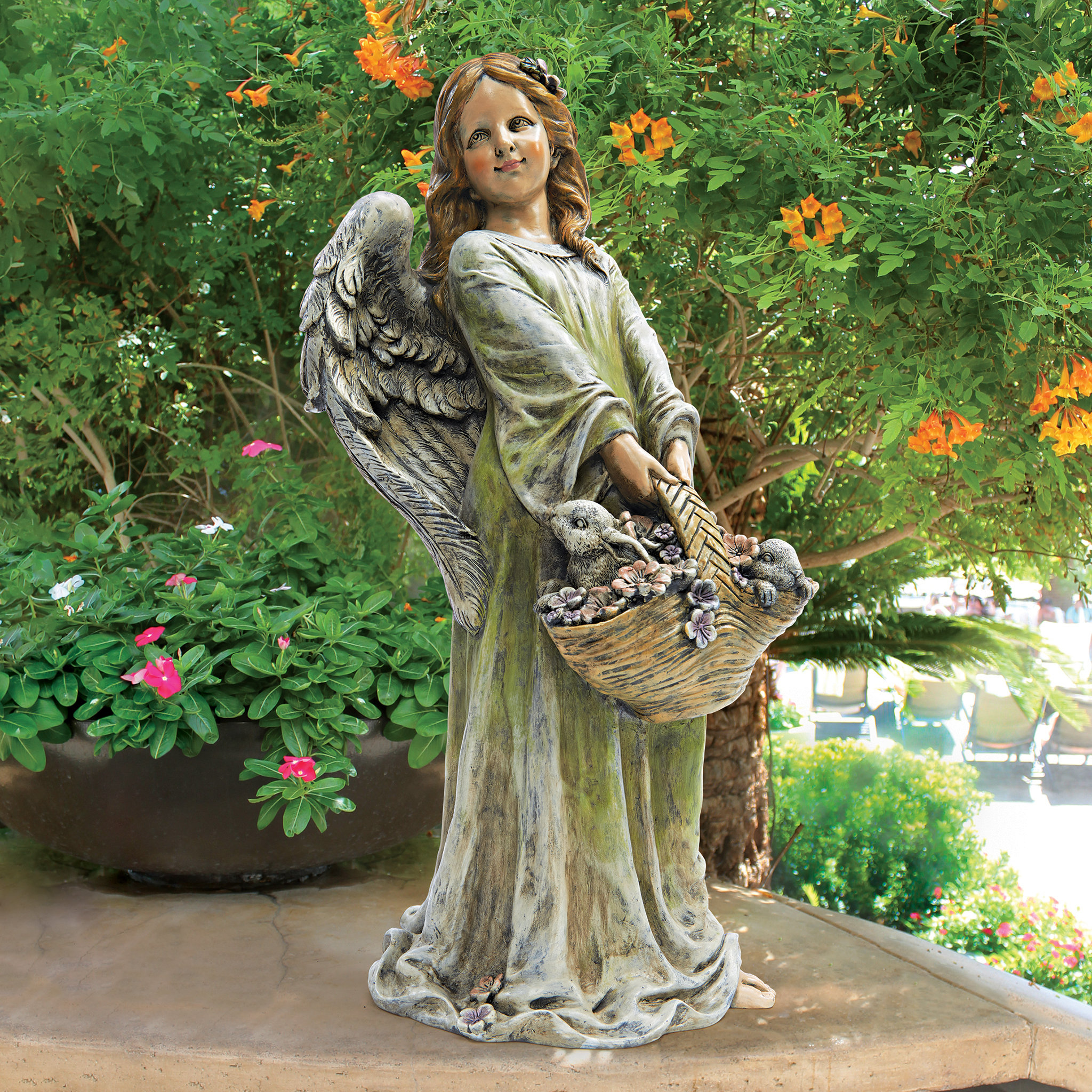 Design Toscano Joy The Flower Angel Statue & Reviews | Wayfair
