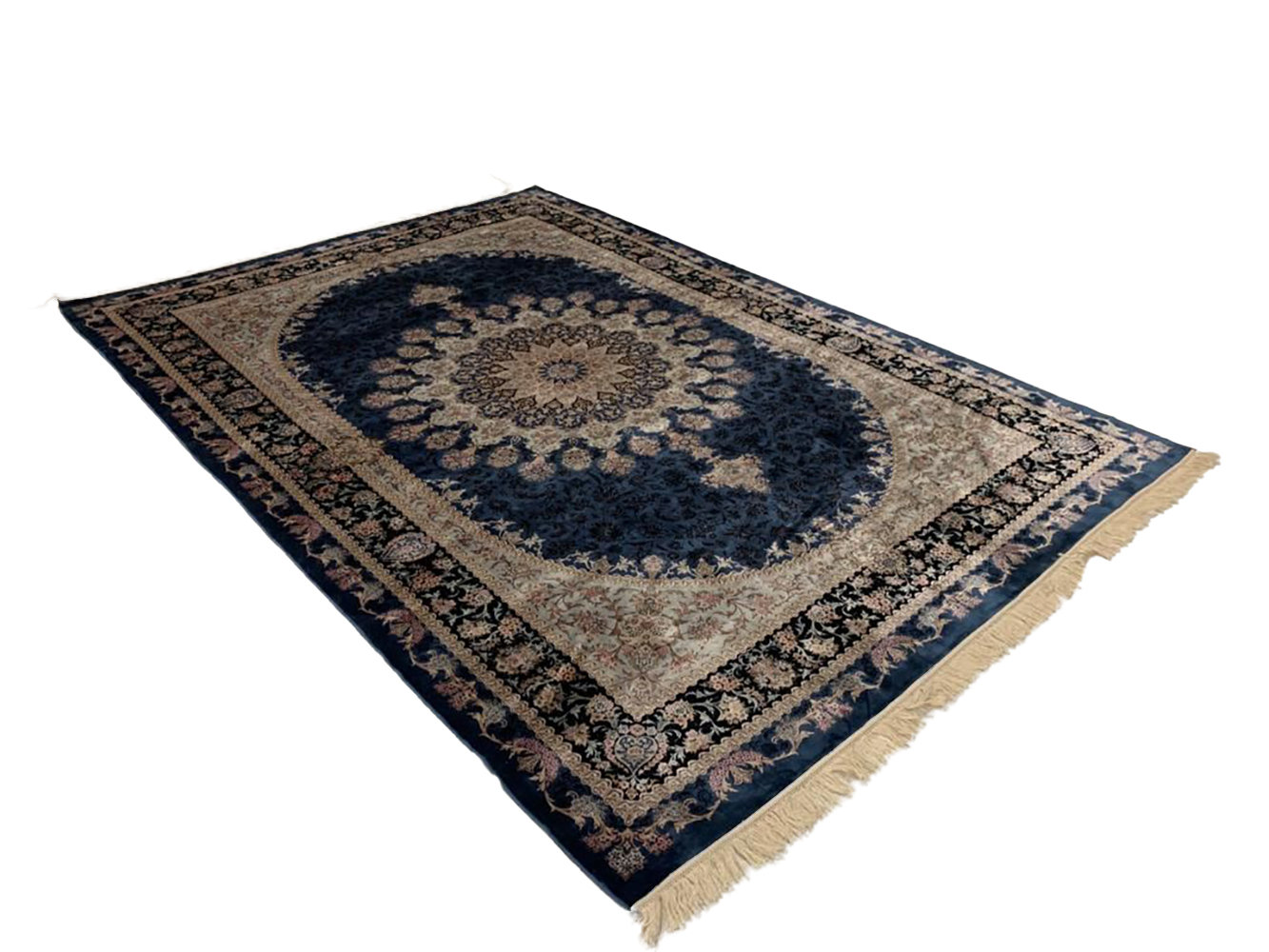 Home and Rugs Wool Navy/Black/Pink Rug | Wayfair