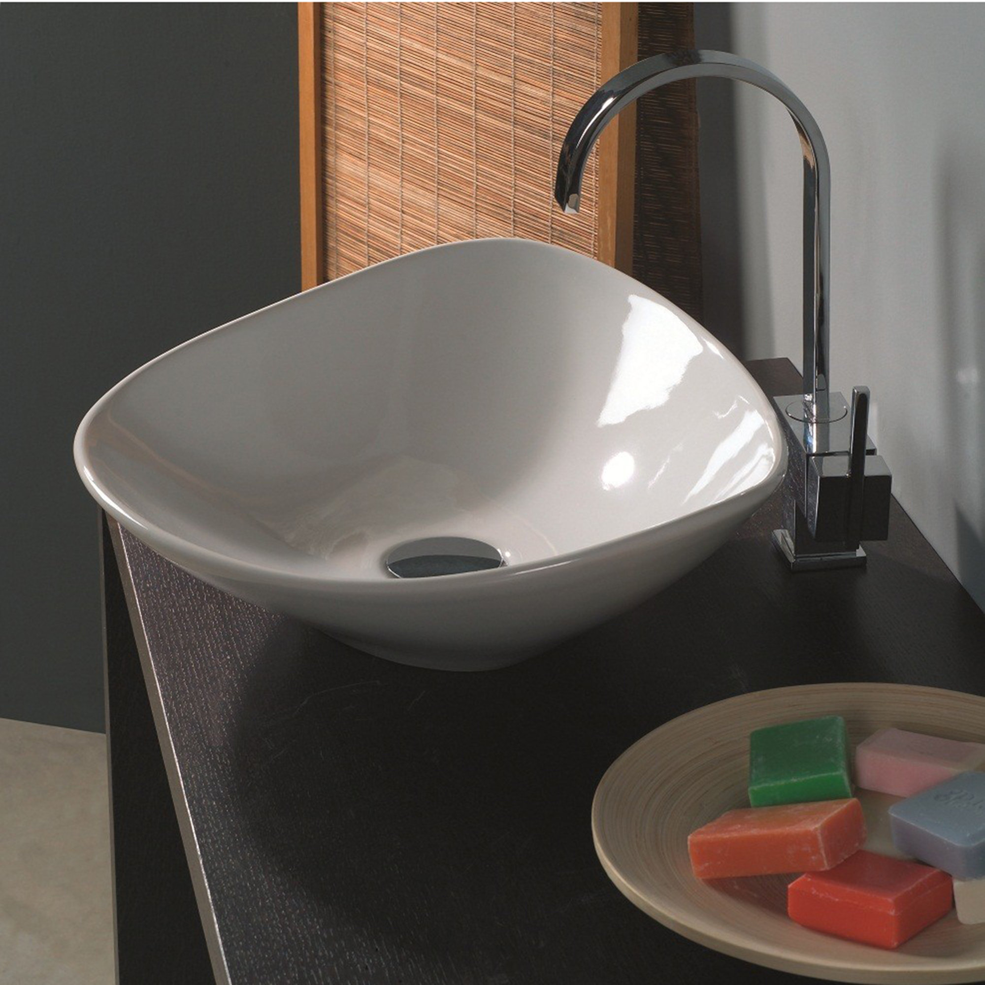 WS Bath Collections Ceramica White Ceramic Triangle Vessel Bathroom ...