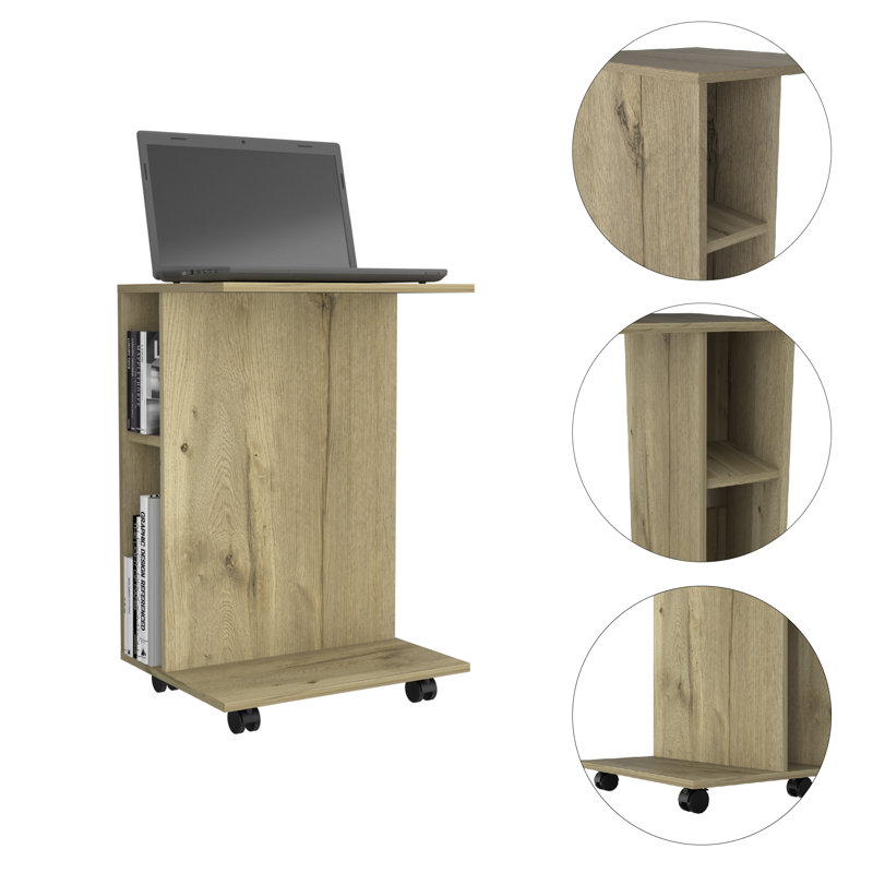 Latitude Run® Bombay Mobile Tray Table with 2 Side Shelves | Wayfair