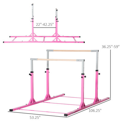 Qaba Junior Gymnastic Training Parallel Bars with Double-Locking System ...
