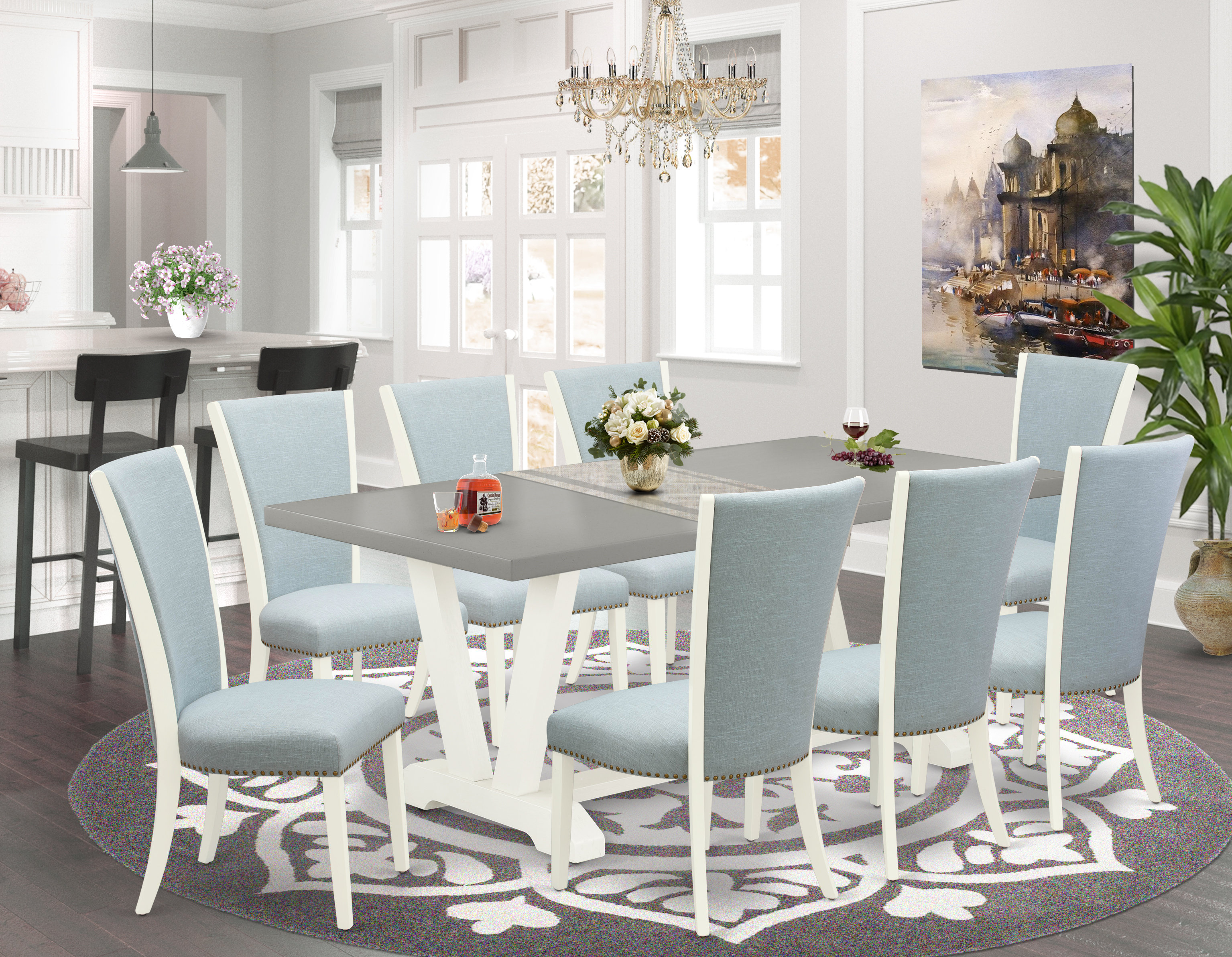Winston Porter 2512CA798CF748CA812E76CECD1D09CF 9 Piece Dining Table ...