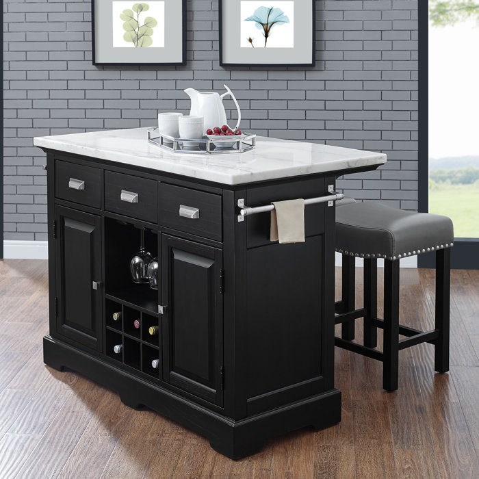 Red Barrel Studio® Mantello 48'' Wide Kitchen Island with Marble Top ...
