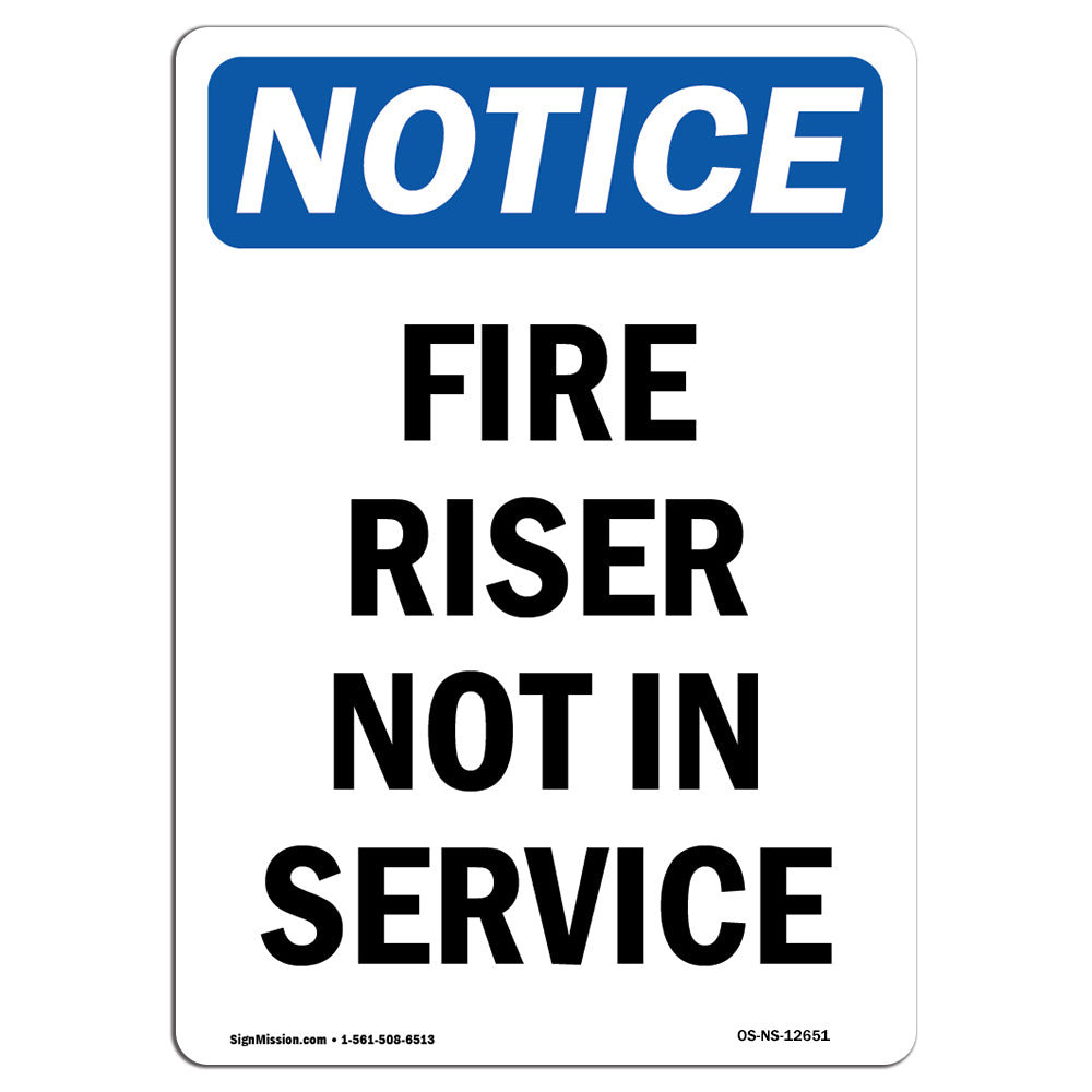 SignMission Fire Riser Not in Service Sign | Wayfair