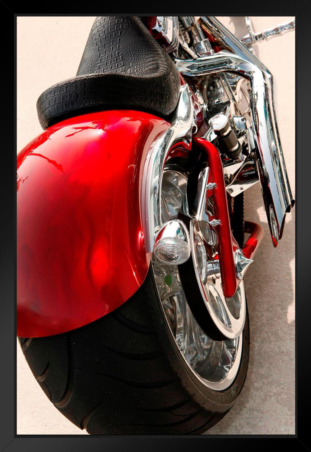 Williston Forge Custom Red Chopper Motorcycle Bike From Rear Photo Art ...