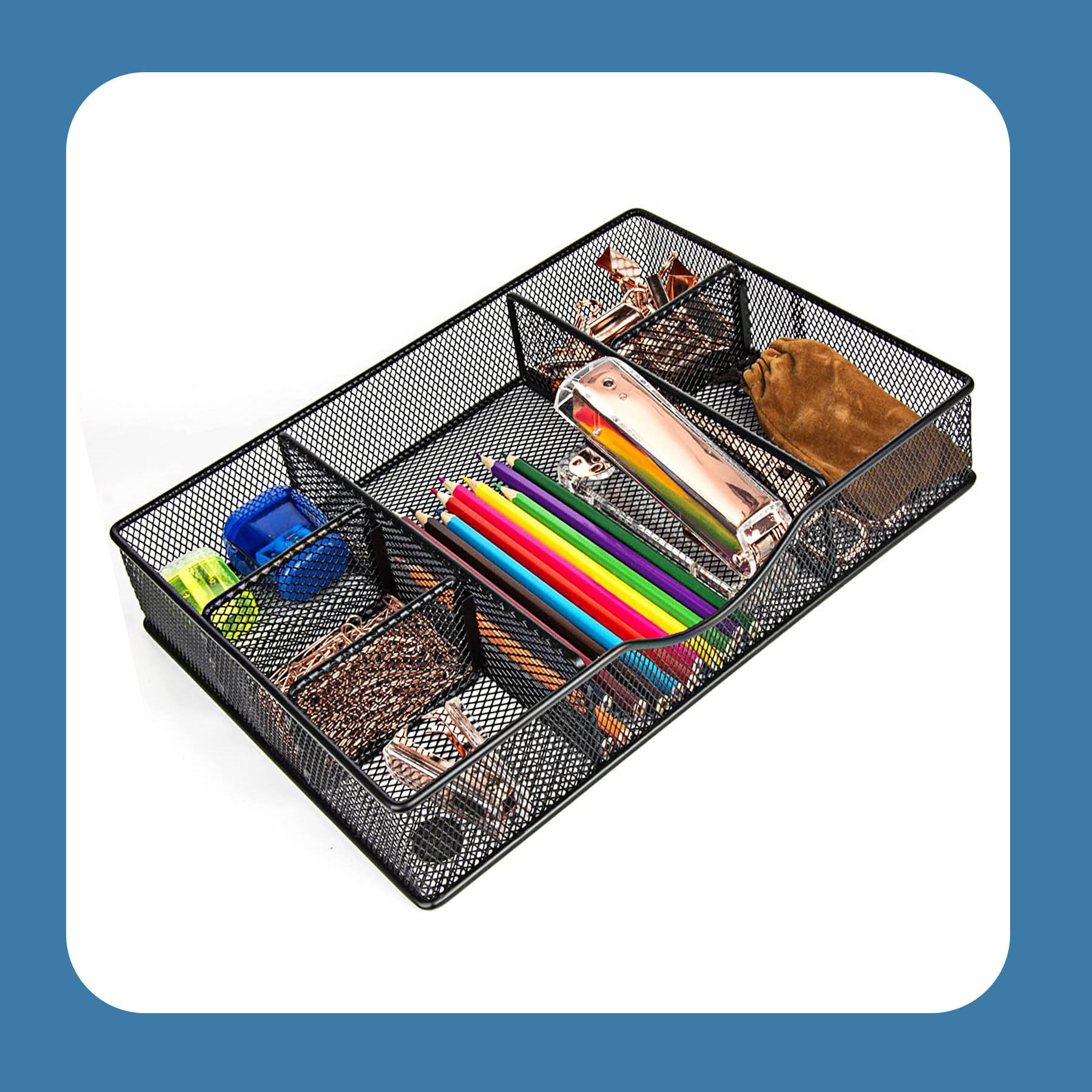 Inbox Zero Metal Mesh Drawer Organizers Office, 6 Adjustable ...