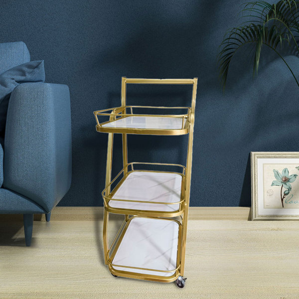 Everly Quinn Christabell Gold Vintage Mobile Wrought Iron Trolley for ...