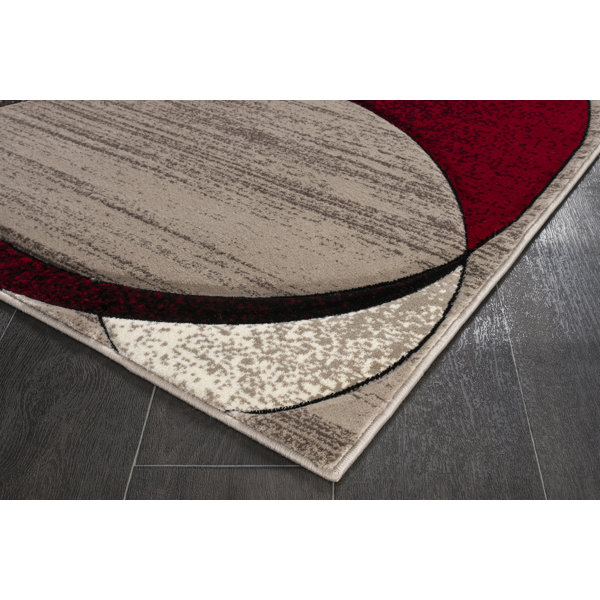 Wrought Studio Nekizia Performance Gray/Red Rug | Wayfair